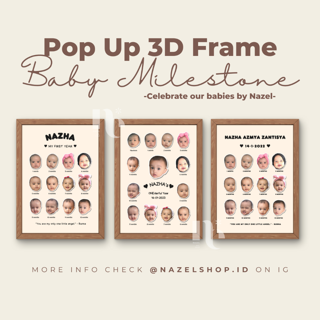 Jual 3D FRAME ONE YEAR BABY MILESTONE | POP UP FRAME BABY | FOTO BAYI ...