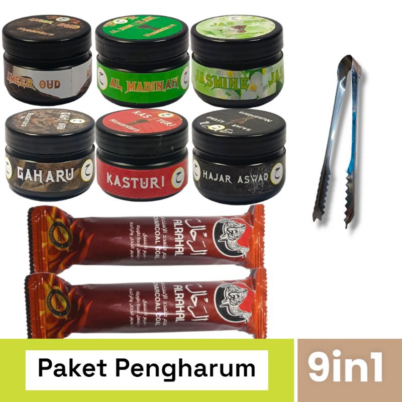 Jual Paket 9IN1 BELI BUHUR 9 DAPAT ARANG 2 PLUS SENDOK aroma hajar aswd madinah kasturi gahru ...