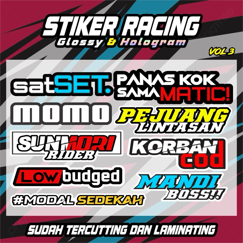 Jual STIKER RACING KEREN KATA KATA VIRAL VOL 3 UNTUK MOTOR SEPEDA HELM ...