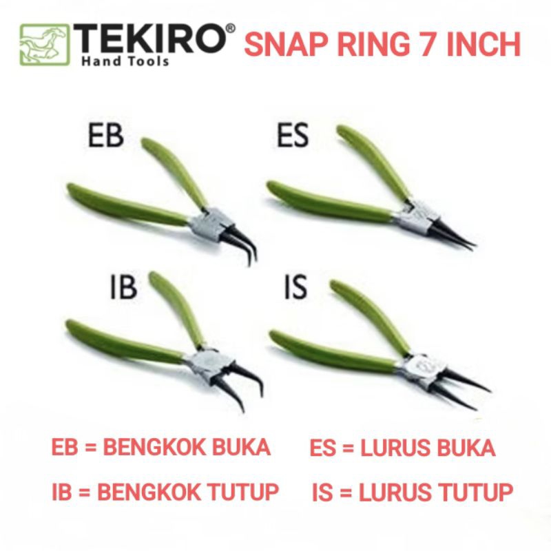 Jual (JU) TEKIRO tang circlip 7 INCH IS/ES/IB/EB/1SET snap ring pliers ...