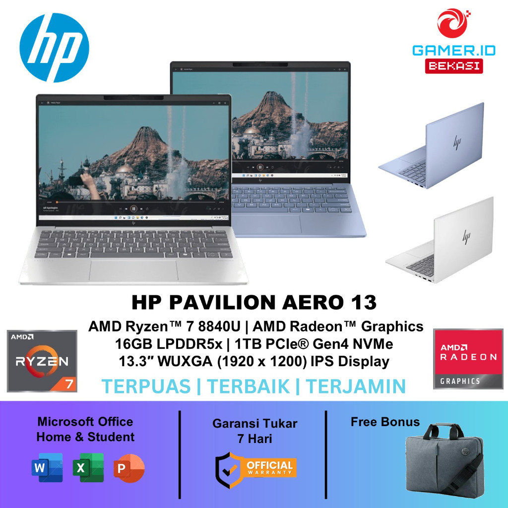 Jual HP Pavilion AERO 13 Ryzen 7 8840 16GB 1TB W11+OHS 13.3WUXGA IPS 2Y ...