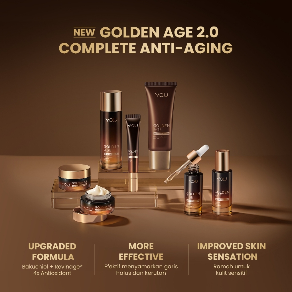 Jual Y.O.U GOLDEN AGE SERIES / FACIAL WASH / SERUM / EYE CREAM / 2IN1 ...
