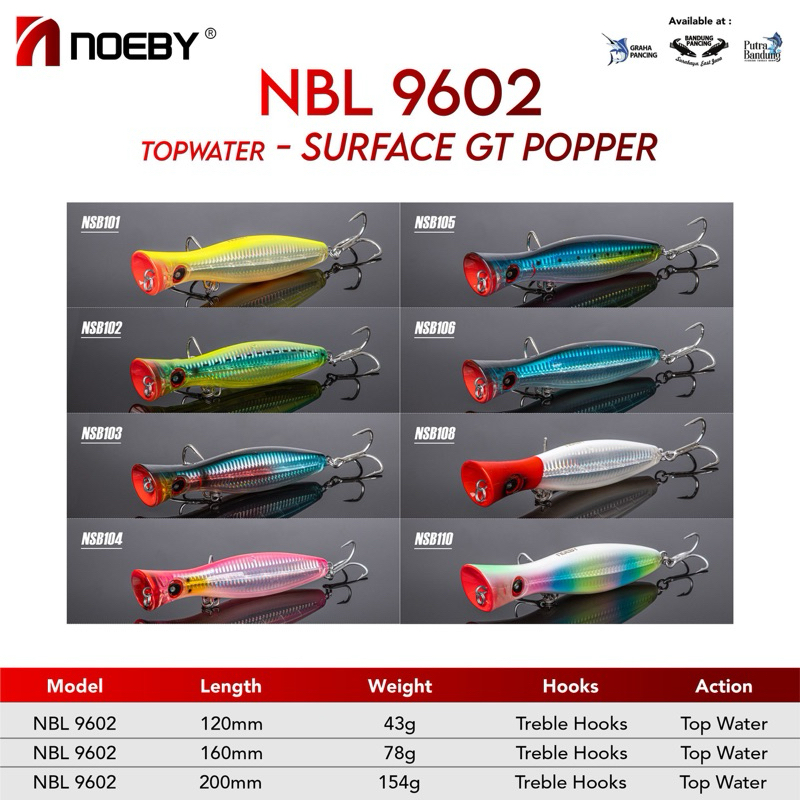 Jual UMPAN POPPER NOEBY NBL 9602 TOPWATER SURFACE GT POPPER | Shopee Indonesia