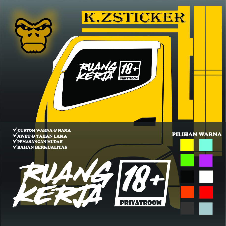 Jual Stiker ruang kerja variasi kaca truk pickup mobil cutting sticker ...