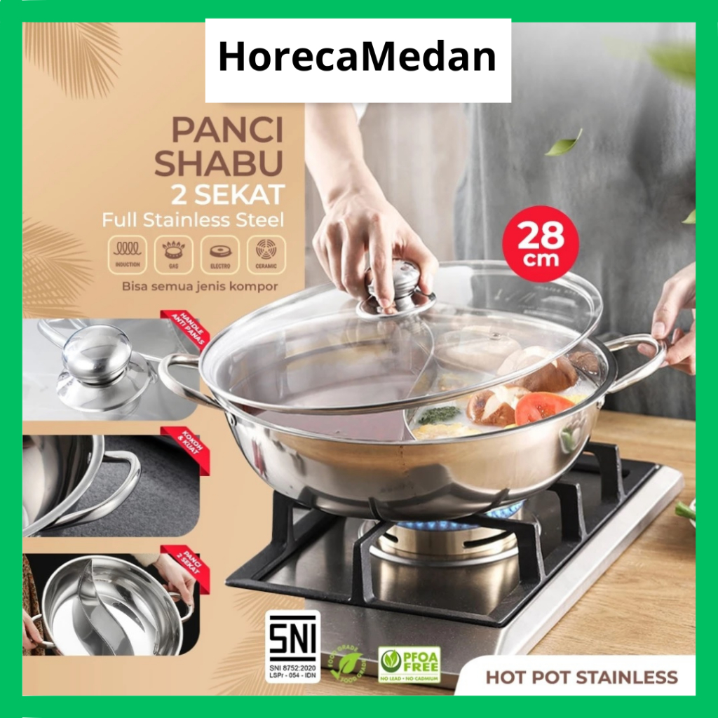 Jual Panci Hotpot Shabu 2 Sekat Steamboat Sukiyaki Stainless Steel ...