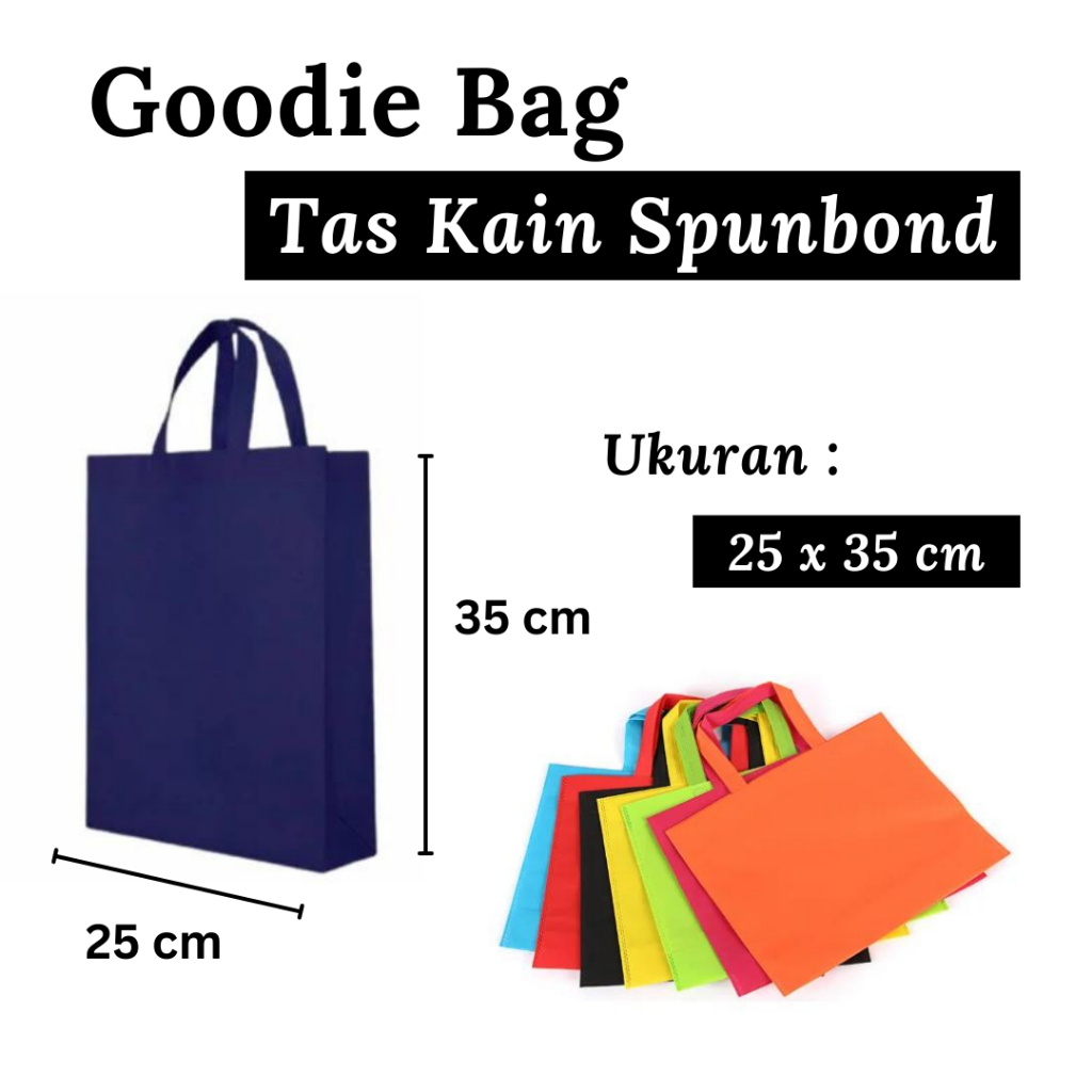 Jual Tas Spunbond Goodie Bag 25x35x8 cm/ Goodie Bag Tebal 70gsm Goodie Bag Handle Tas Belanja ...