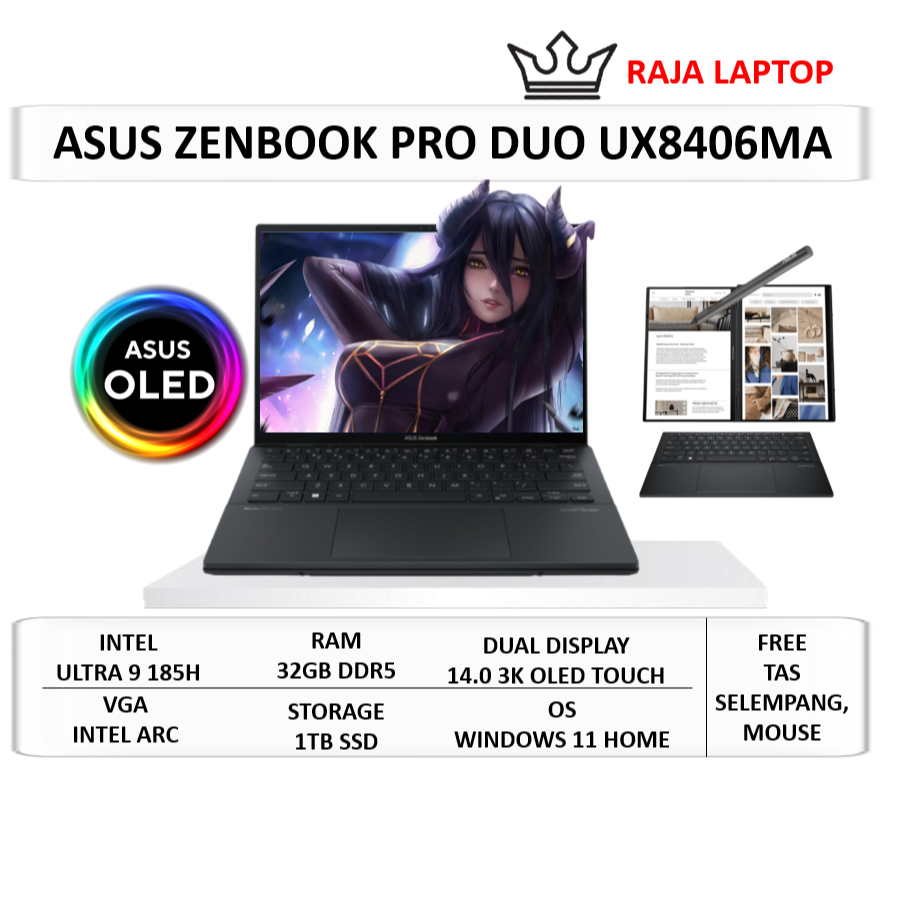 Jual Asus Zenbook Pro Duo UX8406MA Intel Ultra 9 185H 32GB DDR5 1TB SSD ...