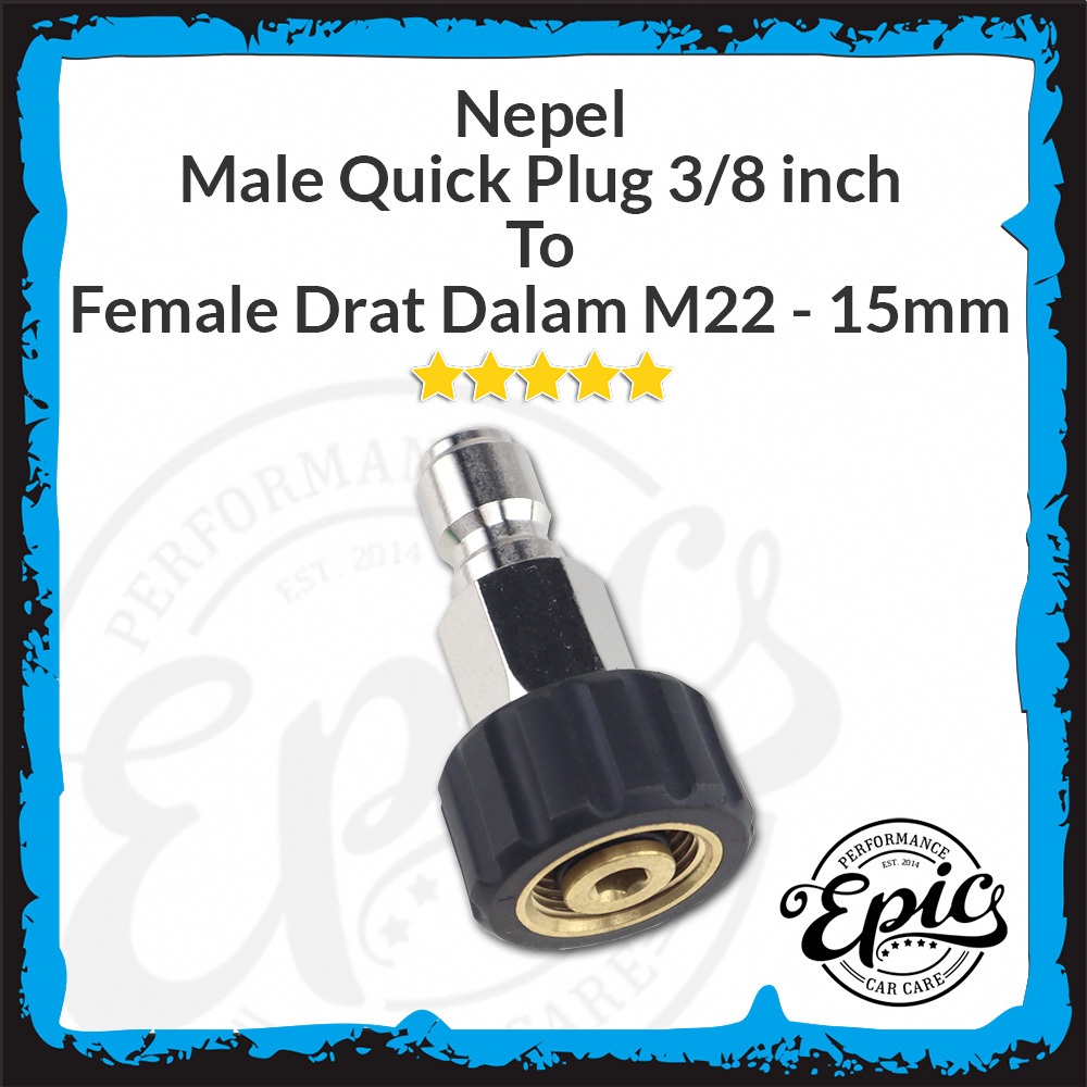 Jual Nepel Quick Plug Male 3/8 inch To Female Drat Dalam M22 15mm ...