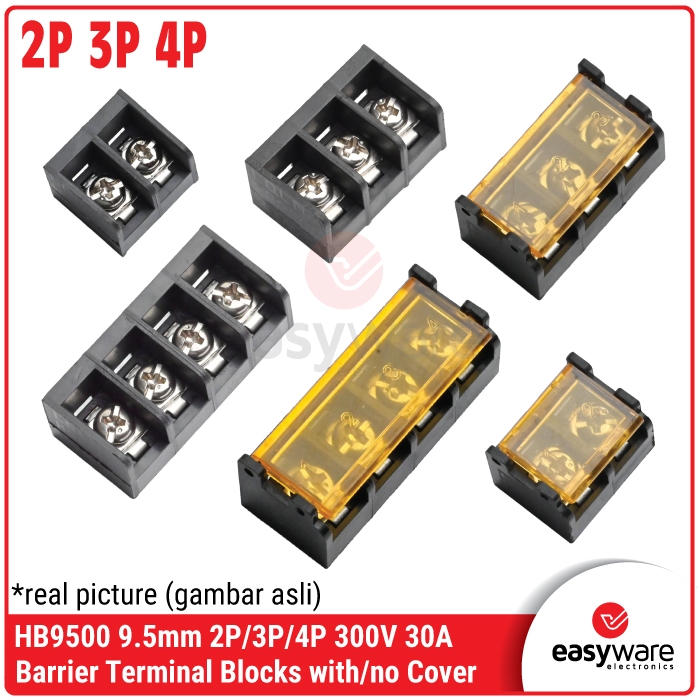Jual 9.5mm Terminal Block HB9500 2P 3P 4P Terminal Blok 300V 25A 2 Pin ...