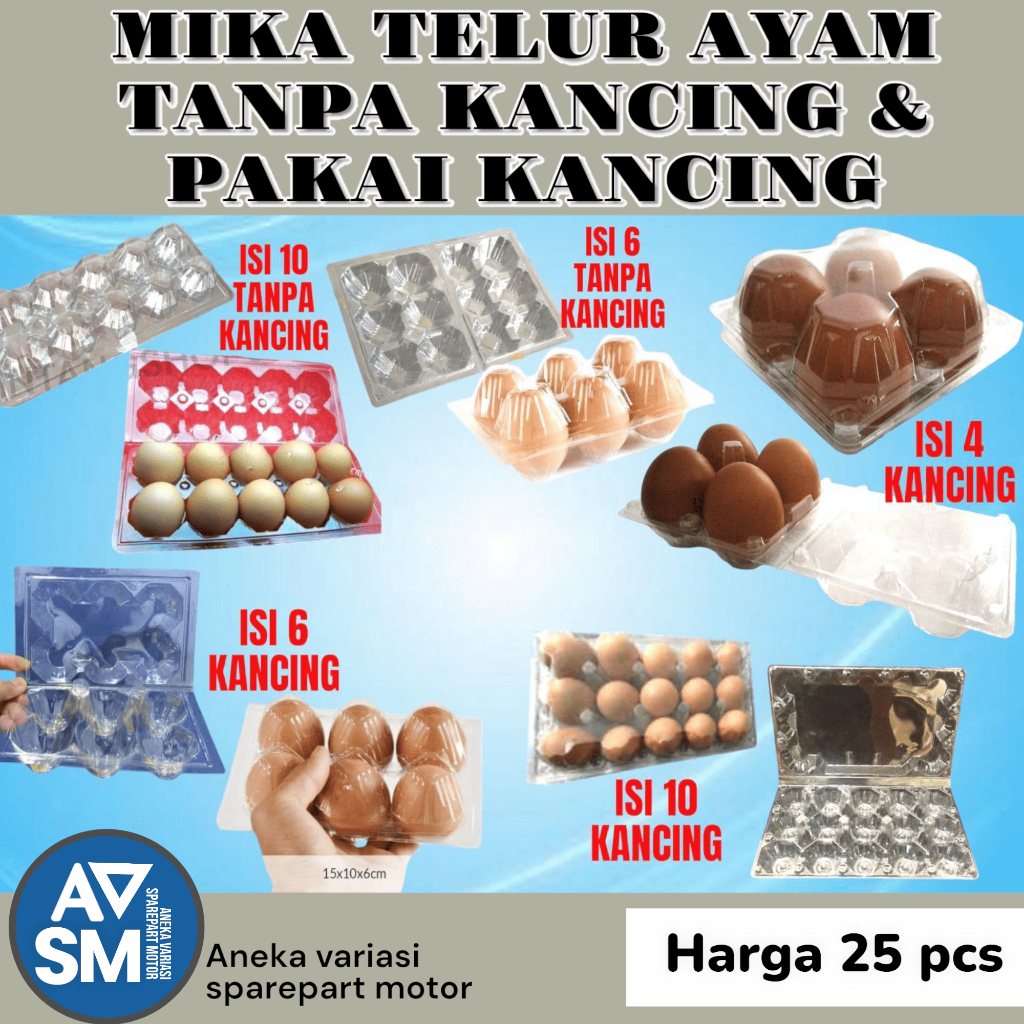 Jual ISI 50/25 pcs MIKA TELUR tempat box kemasan plastik untuk TRAY 10 ...