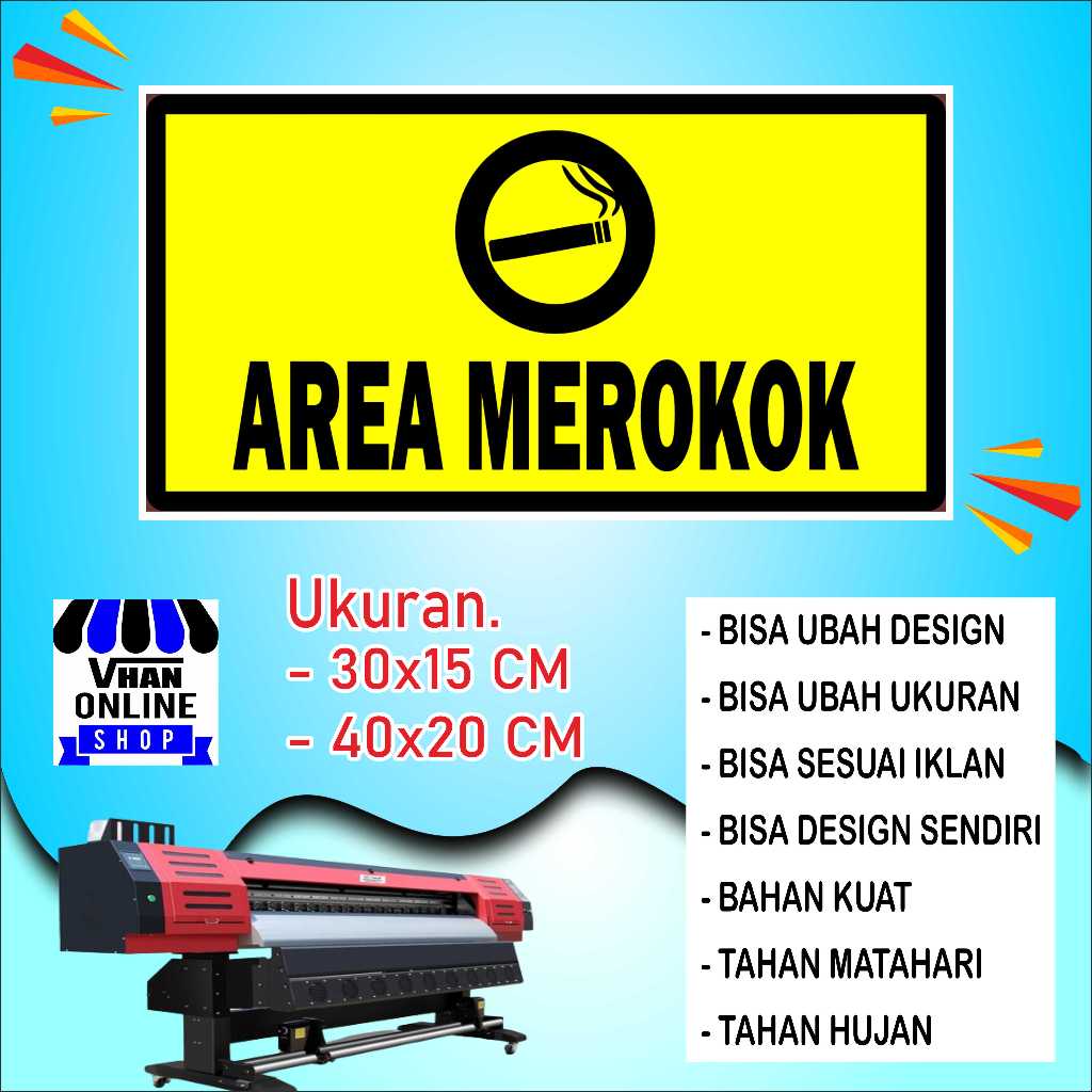 Jual Cetak Stiker Tempelan Dinding Arean Merokok Kuning | Shopee Indonesia