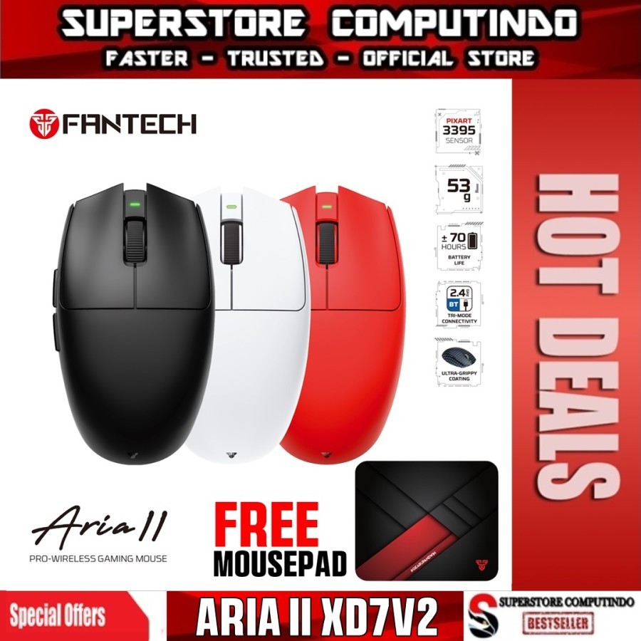 Jual Fantech ARIA XD7 Wireless Bluetooth Mouse Gaming Rechargeable ...
