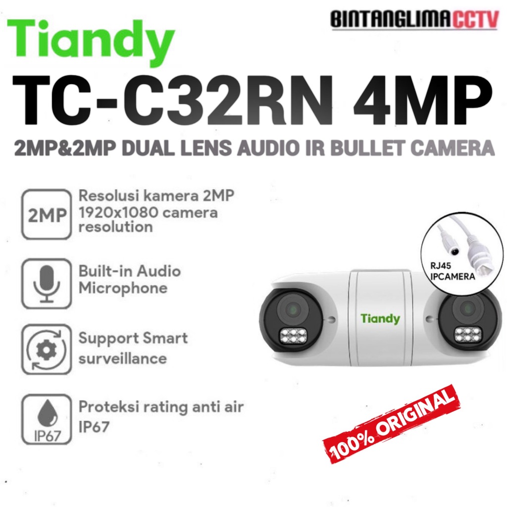 Jual TIANDY TC-C32RN-4MP 2MP&2MP DUAL LENS AUDIO IR BULLET IP CAMERA ...