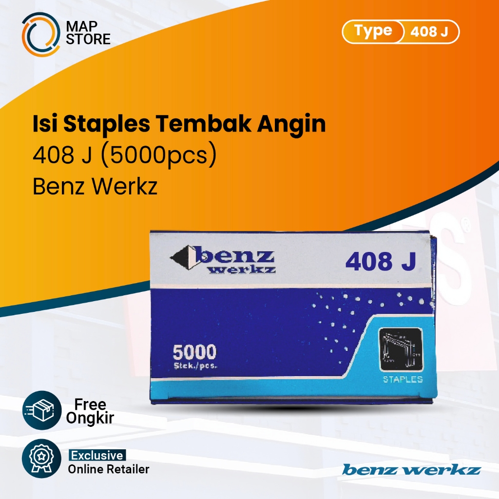 Jual Isi Stapler 408J Rotan Staples Tembak Angin 5000 Pcs Benz Werkz ...