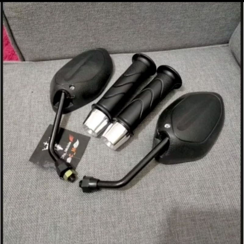 Jual promo paket hemat spion beat Standar tangkai hitam + handgrip set ...