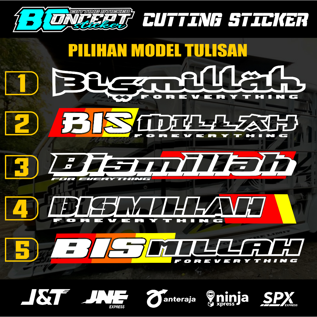 Jual Stiker Truk Bismillah Cutting Sticker Latin Kaca Depan mobil box ...