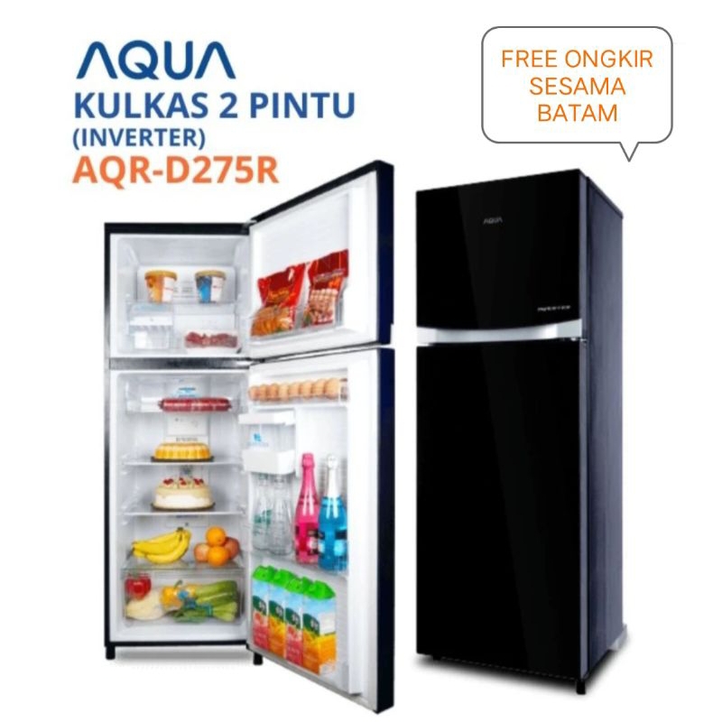 Jual KULKAS AQUA 2 PINTU AQR-D275R ( BK ) INVERTER 220 LITER GARANSI RESMI | Shopee Indonesia