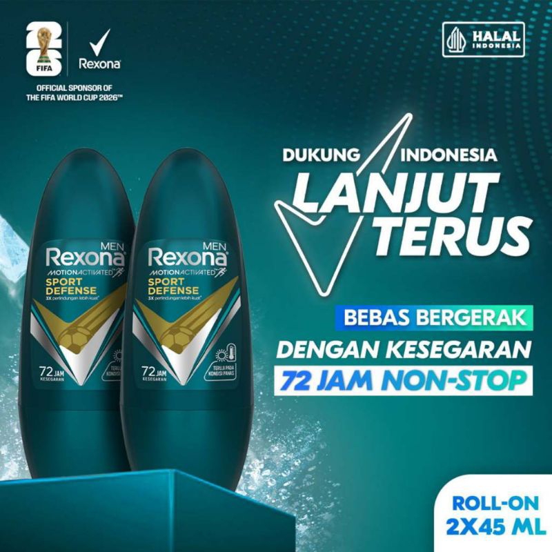 Jual REXONA MEN ANTI PERSPIRANT DEODORANT ROLL ON SPORT DEFENSE TWIN PACK 45ml X2 | Shopee Indonesia
