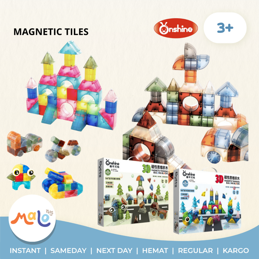 Jual MALOTOYS - ONSHINE 3D Magnetic Blocks 25/47 Pcs Geometry Building ...