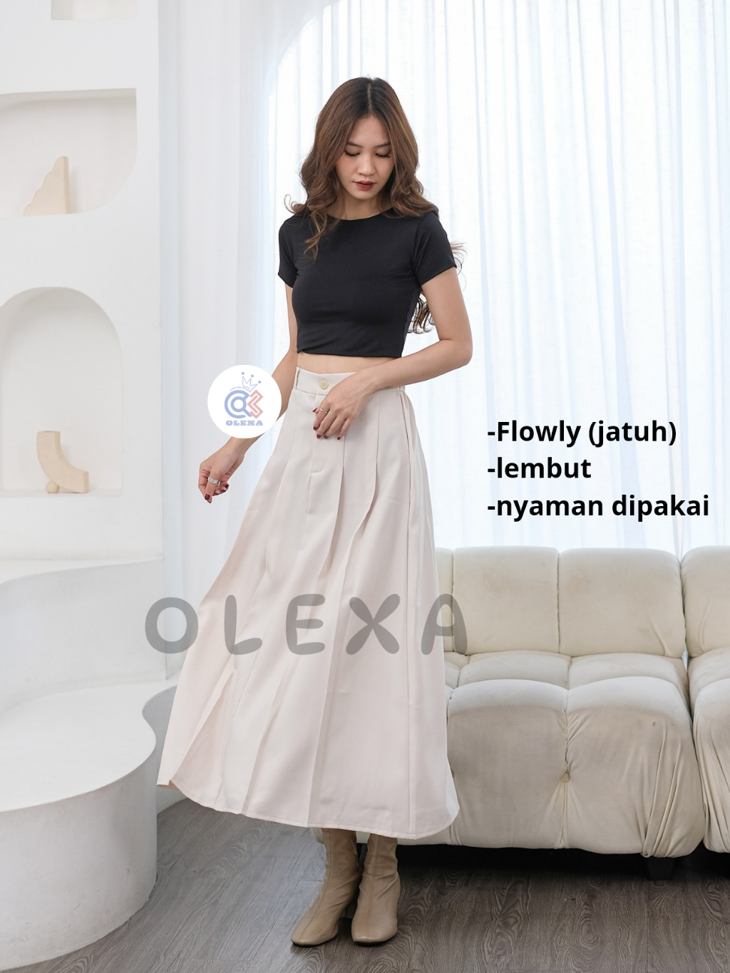 Jual OLEXA - Molina Skirt - Rok Panjang Wanita (Highwaist A-line Skirt ...