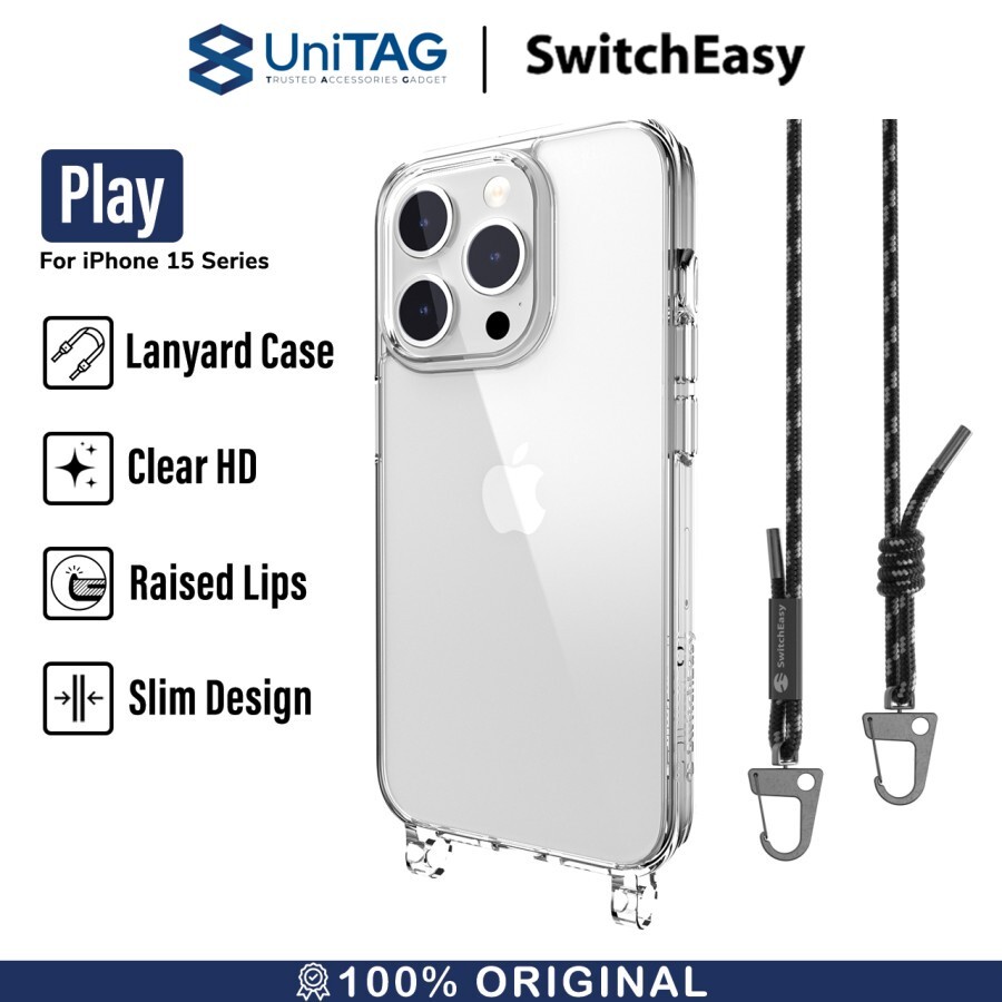Jual Case iPhone 15 Pro Max Plus SwitchEasy Play Lanyard Slim Clear ...