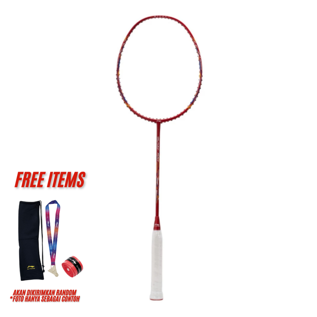 Jual Li-Ning Badminton Racket Blaze 100 Red/White/Navy Bundle Cover ...