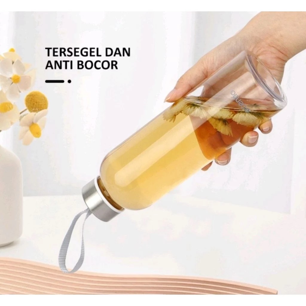 Jual Botol Aesthetic Kaca - Botol Minum Kaca Bening - Botol Kaca ...