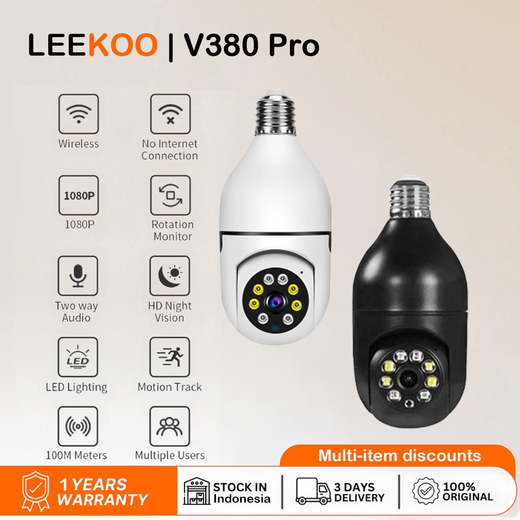 Jual V380 Pro Q15 Blub PTZ Camera CCTV IP 360° Nirkabel Panorama lampu ...