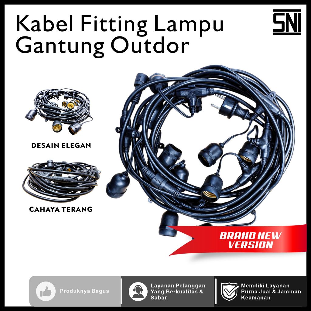 Jual Kabel Fitting Lampu Gantung Outdor/Gantung E27 lampu cafe 50m 50 ...