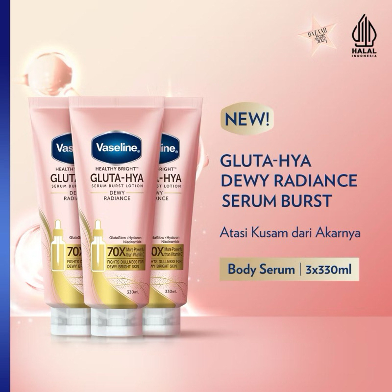 Jual Vaseline Healthy Bright Gluta Hya Serum Lotion Dewy Radiance 330ml ...