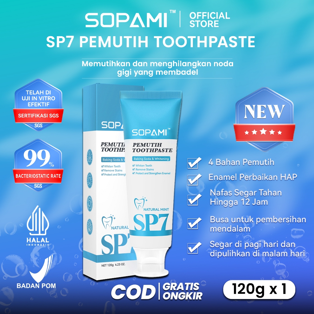 Jual SOPAMI SP7 Pro [New Launch] Pasta Gigi Siang Hari Melindungi Gusi Rasa Ocean Mint 120g ...