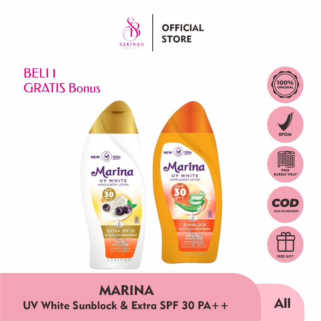 Jual Marina UV White Extra/Sunblock SPF 30 PA++ FREE GIFT!! | Shopee ...