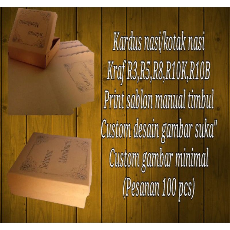 Jual Kardus nasi Kotak nasi Sablon/Print Custom gambar kardus R3 R5 R8 ...