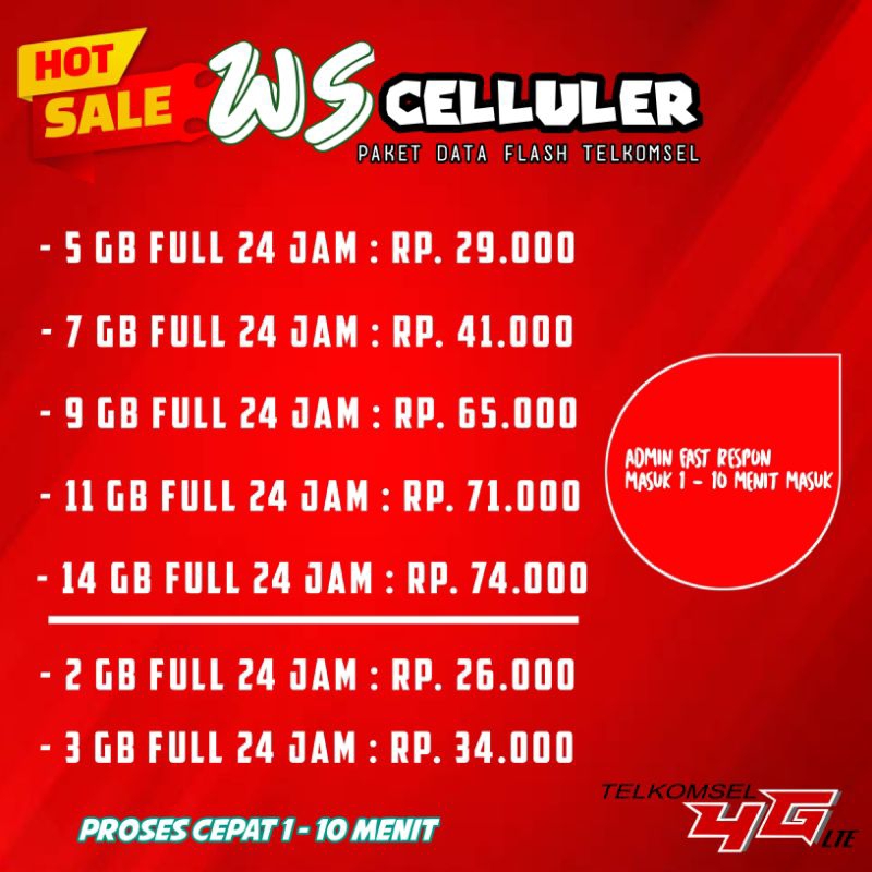 Jual PAKET DATA FLASH TELKOMSEL 30 HARI FULL 24 JAM | Shopee Indonesia