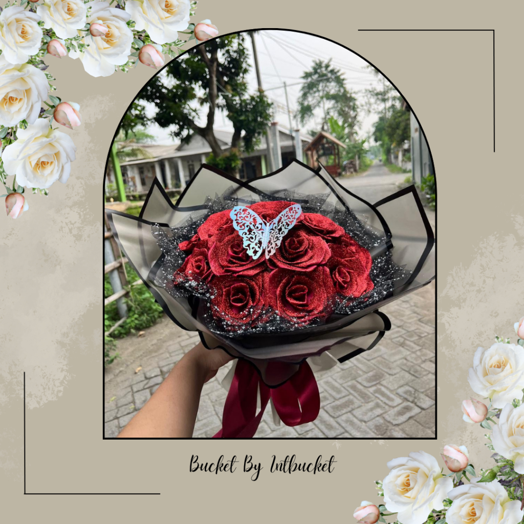 Jual Bunga Pita Satin MAROON 20 Tangkai Bunga Buket Bunga Pita Satin ...