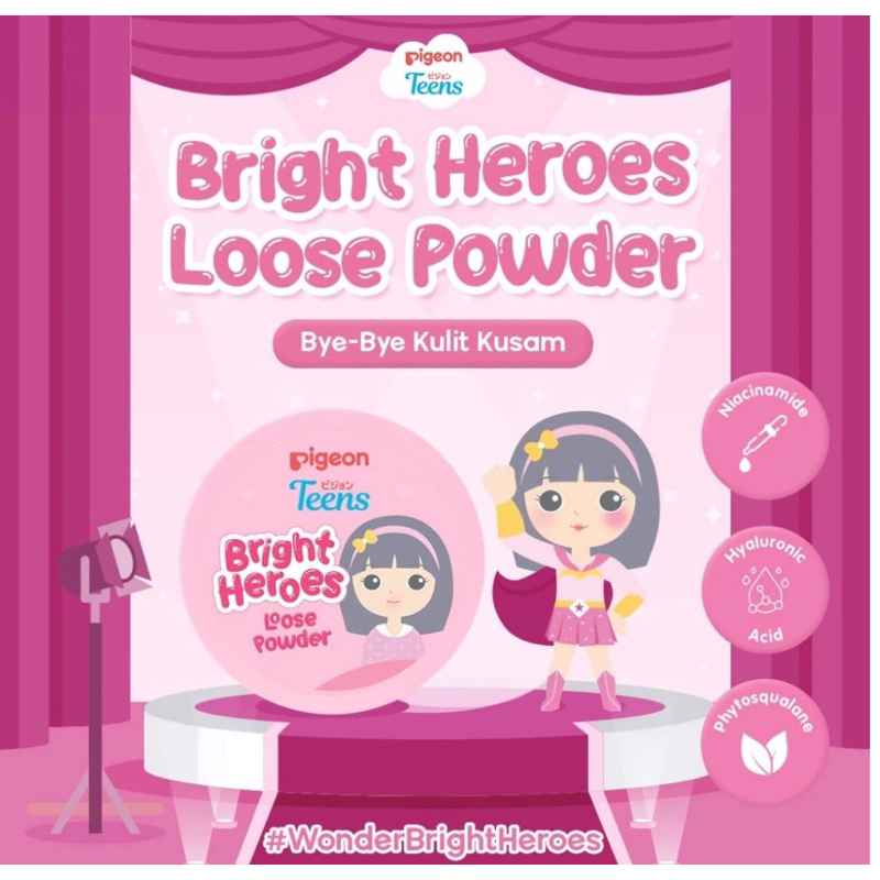 Jual PIGEON TEENS BRIGHT HERO LOOSE POWDER 12g | Shopee Indonesia