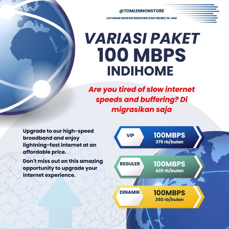 Jual MIGRASI 100 MBPS PAKET INDIHOME INET ONLY 1P || UPGRADE PAKET INDIHOME | Shopee Indonesia