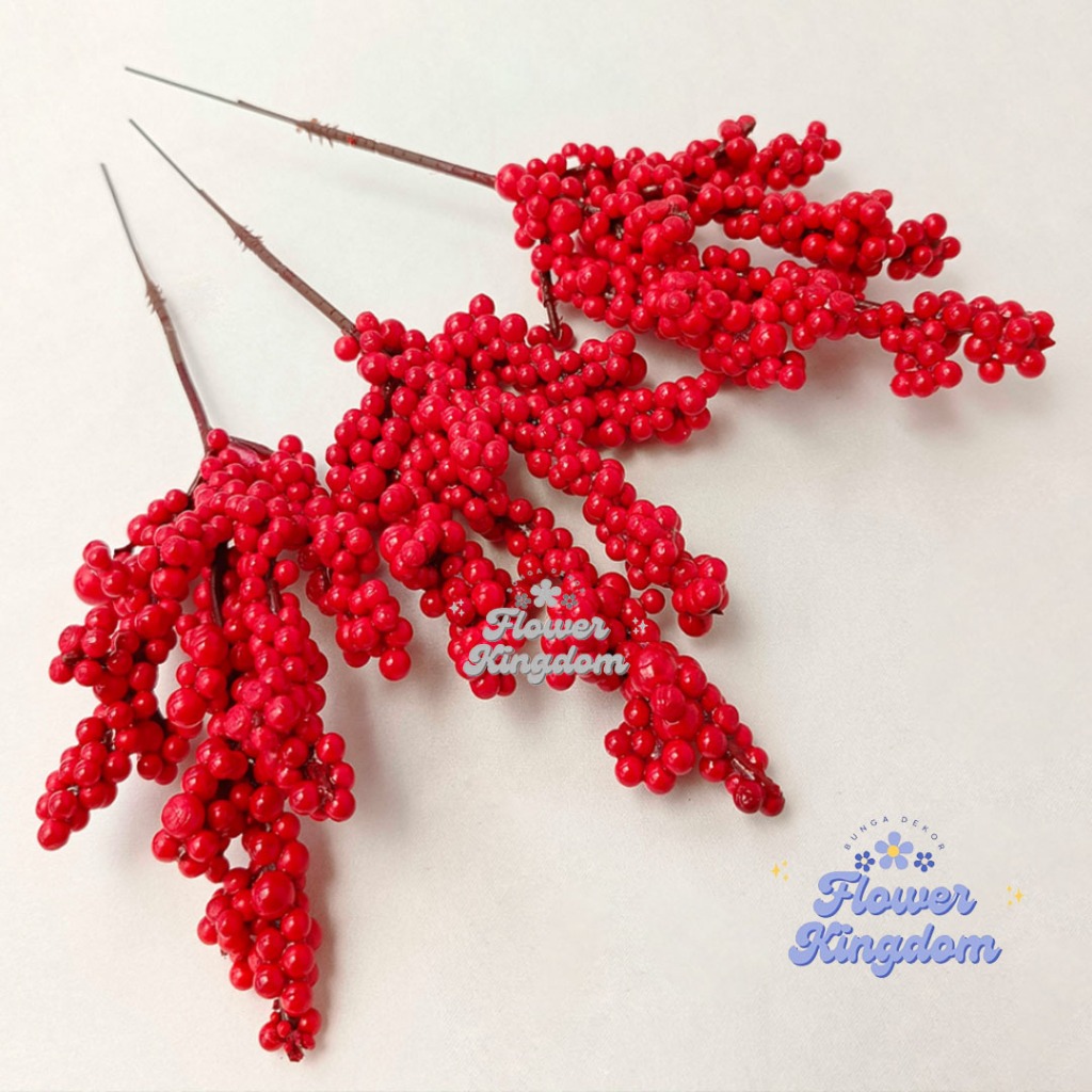 Jual Artifical Holly Flower Bunga Cherry Red Bean Premium Bunga New ...
