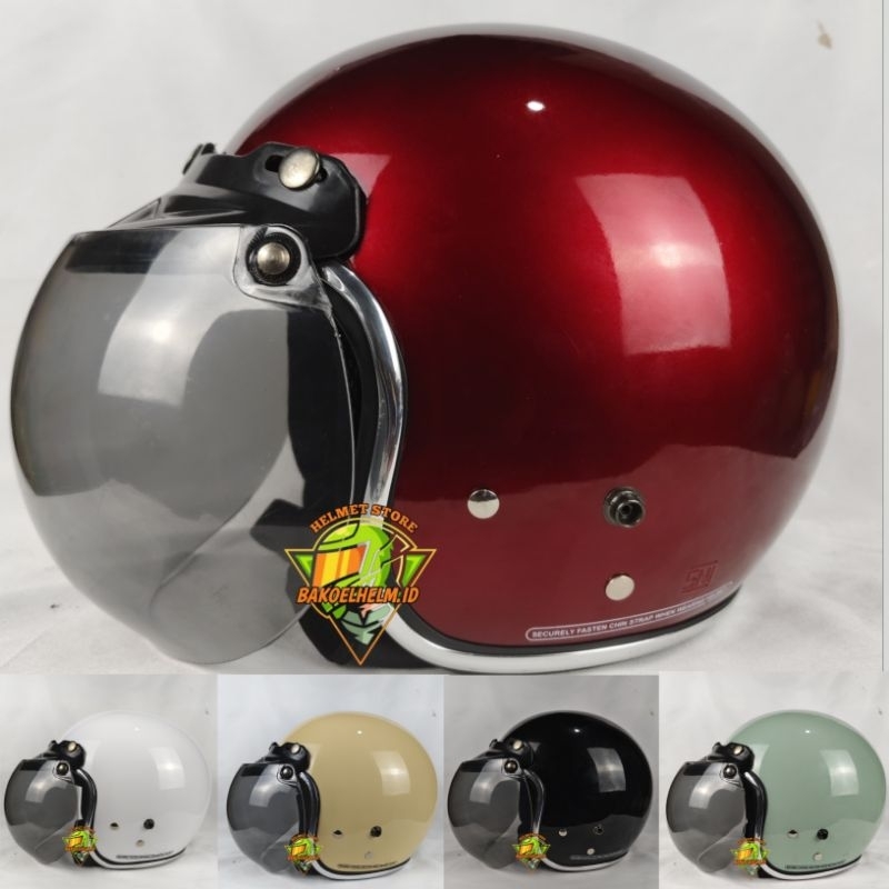 Jual [LIST CHROME] Helm Bogo Dewasa List Chrome Kaca Cembung Hitam SNI ...