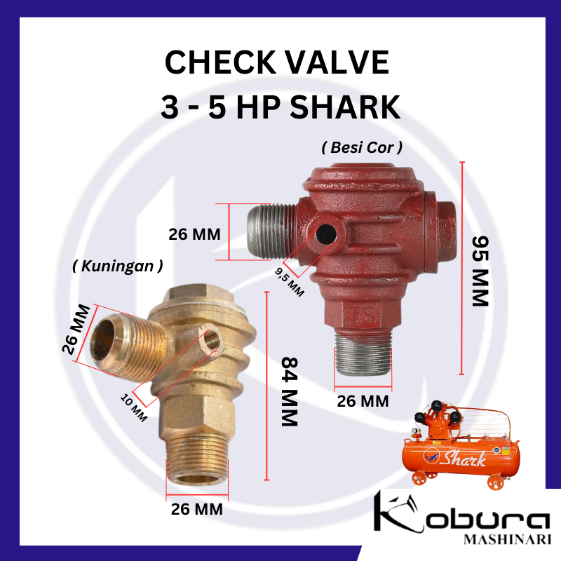 Jual Check Valve 3 - 5 HP Shark Klep Tangki Katup Satu Arah Kompresor ...