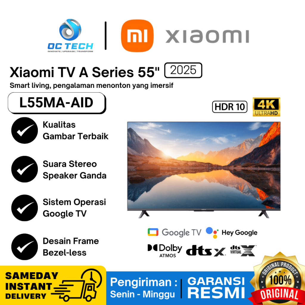 Jual Xiaomi TV A 55inch 2025 HDR 4K Dolby Audio DTS-X DTS-Virtual:X Smart TV 55 Inch Mi TV L55MA ...