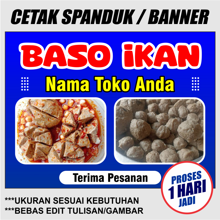 Jual cetak spanduk banner baso ikan benner baliho bakso ikan | Shopee ...