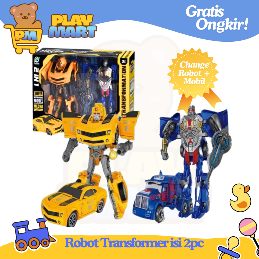 Jual Mainan Anak Robot Transformasi Berubah Jadi Mobil 2in1 | Shopee ...