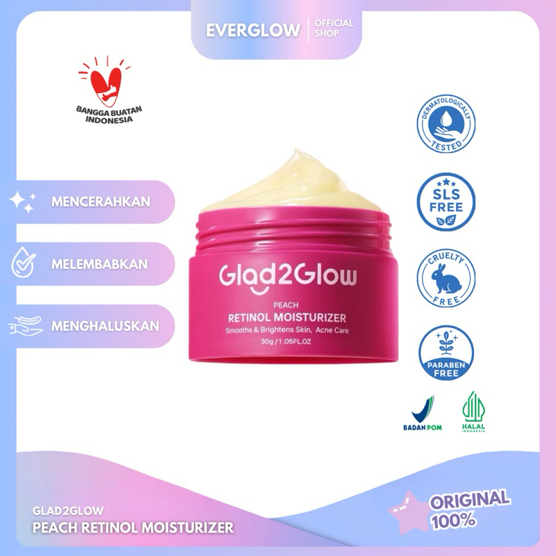 Jual GLAD2GLOW - G2G Peach Retinol Moisturizer 30gr | Shopee Indonesia