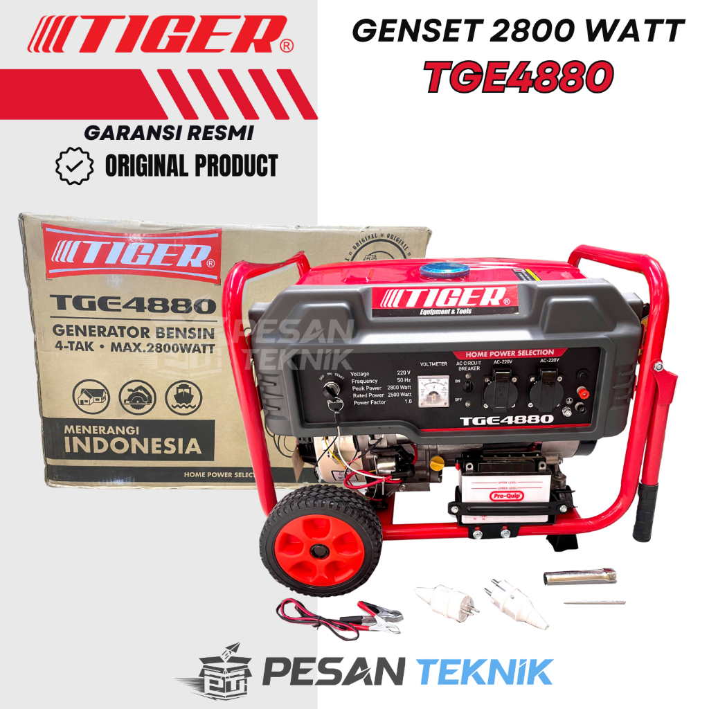 Jual Mesin Genset 2800 Watt Gasoline Generator TIGER TGE4880 | Shopee ...