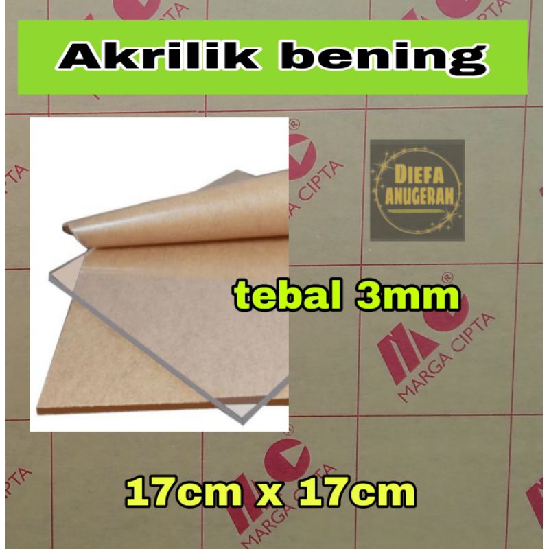 Jual Akrilik bening 3mm ukuran 17x17/Acrylic lembaran bening custom ...