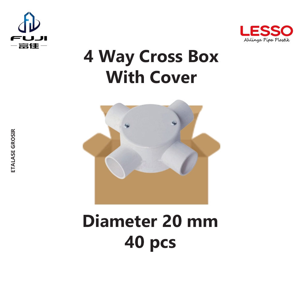 Jual Lesso Kepala Plastik Cross Box 4 Way Dengan Tutup Diameter 20 mm ...