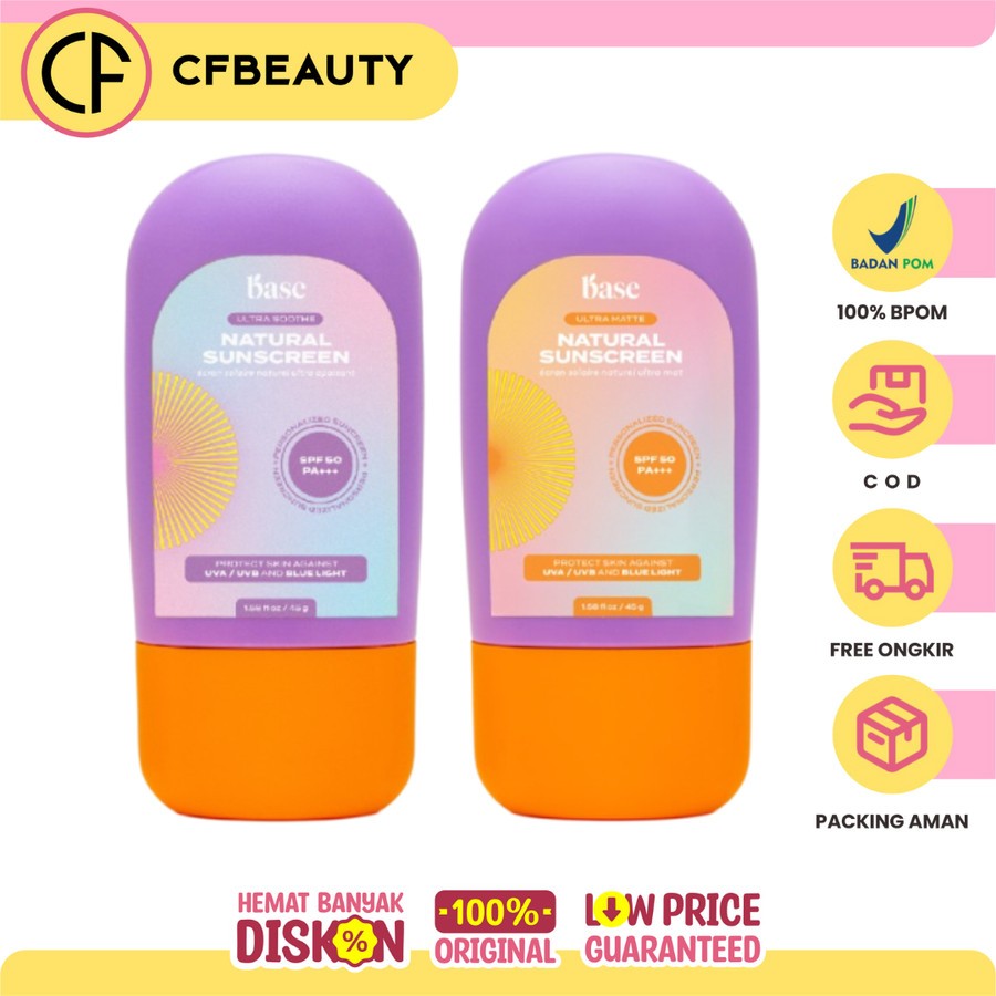 Jual BASE Ultra Matte Natural Sunscreen SPF 50 PA+++ 45 gr / BASE Ultra ...