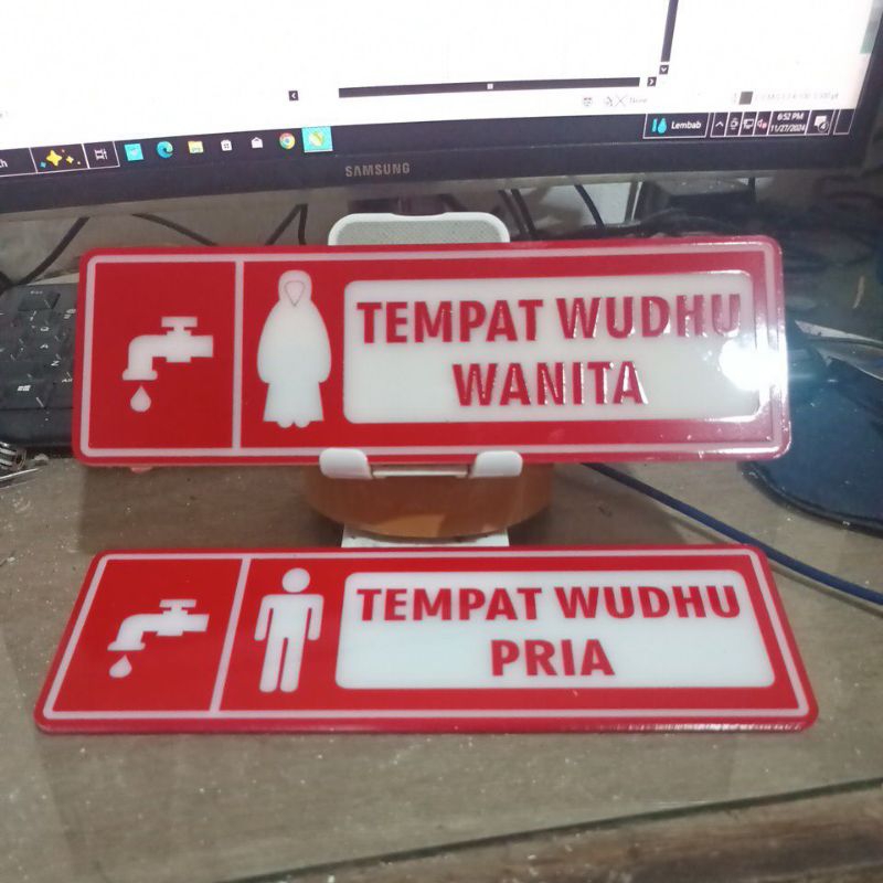 Jual Tulisan Tempat Wudhu Pria/Wanita 1pasang Bahan Akrilik 3m.ukuran ...