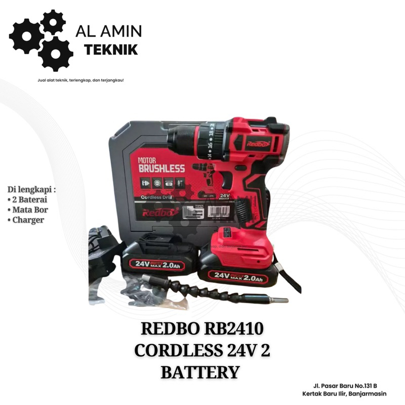 Jual Mesin Bor CORDLESS 10mm RB-2410 REDBO 24V BRUSHLESS / Cordless ...